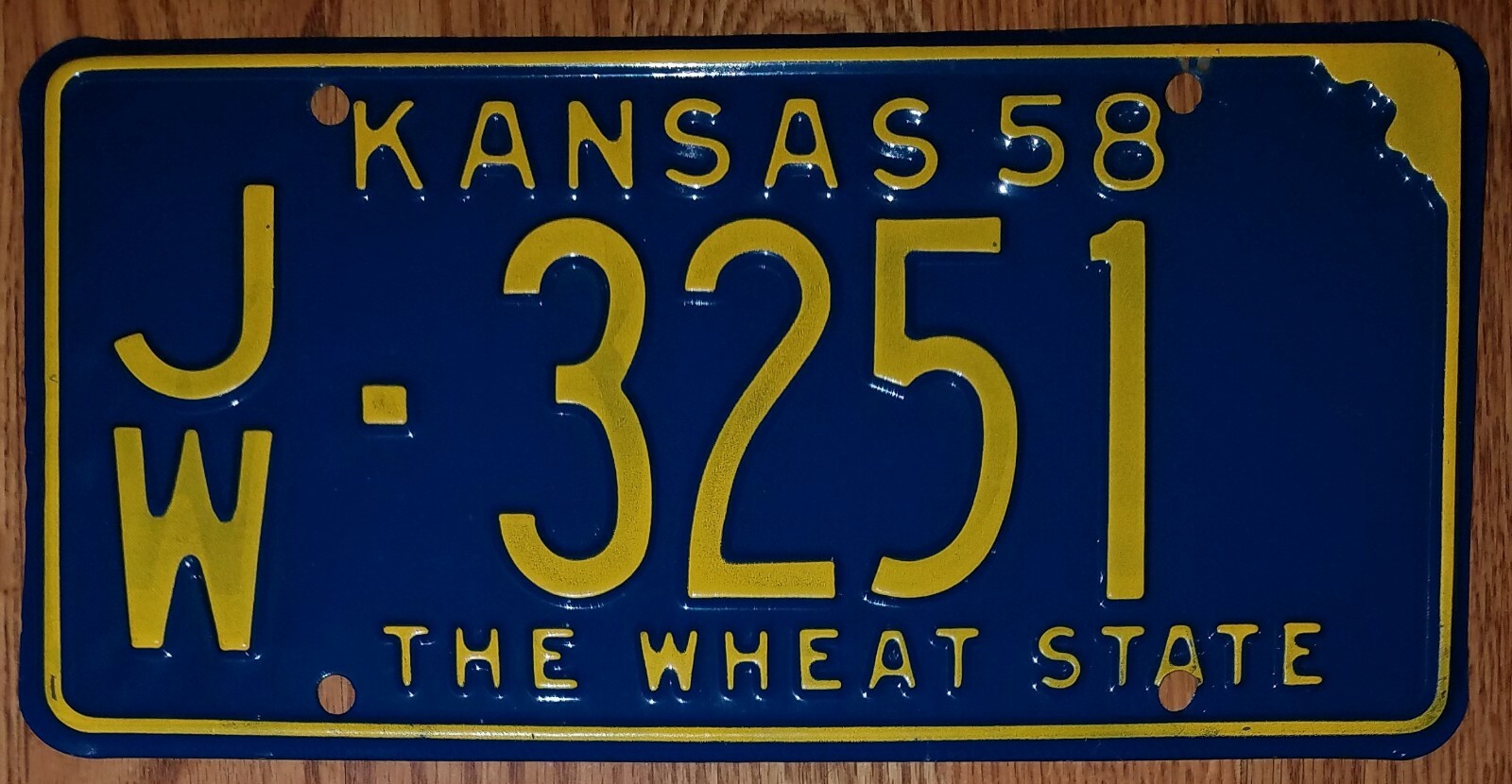 1958 KANSAS KS LICENSE PLATE TAG "JW-3251", Jewell County - NOS ...