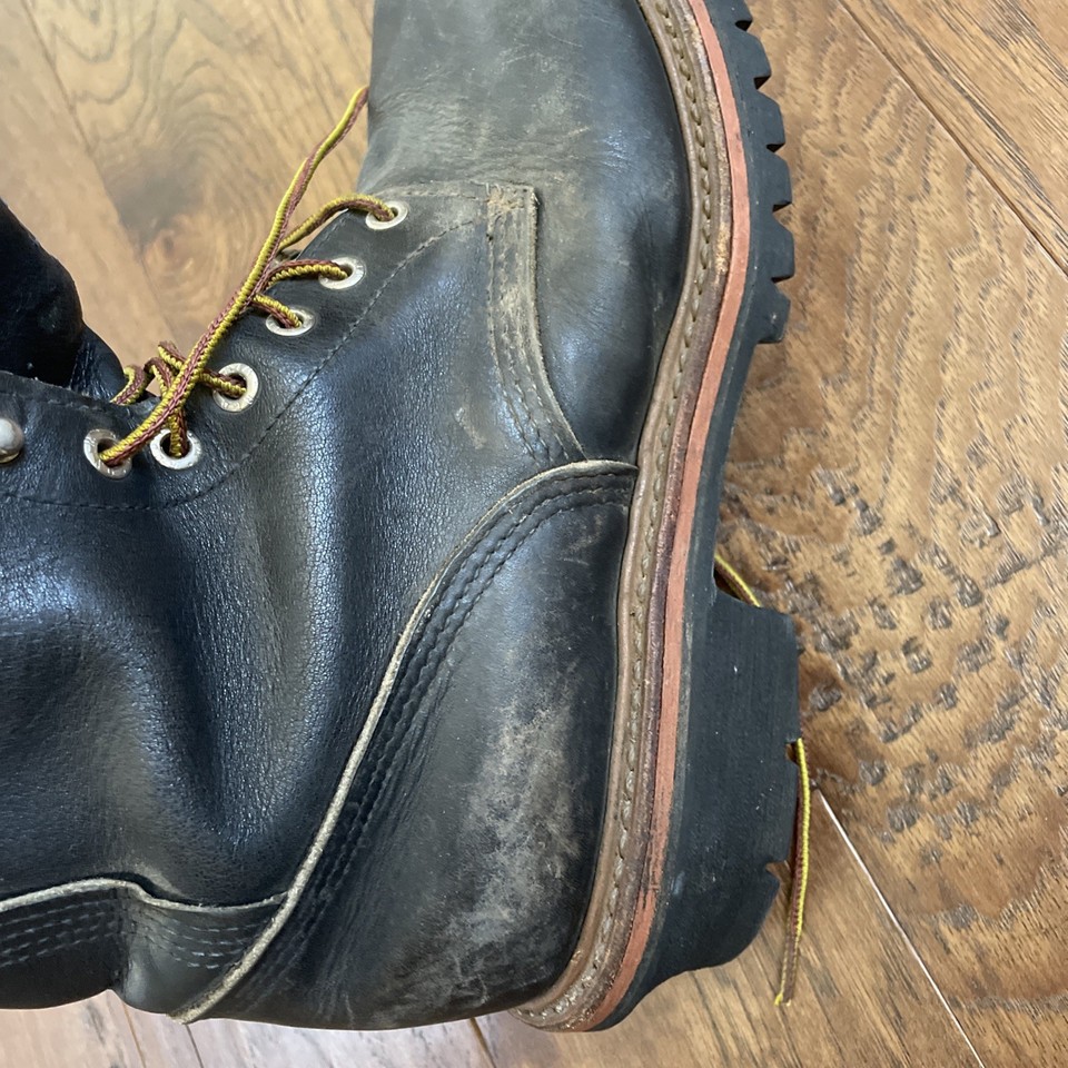 Red Wing 218 Logger Wildland Fire Boots Men US 9 Black Leather Work Red ...