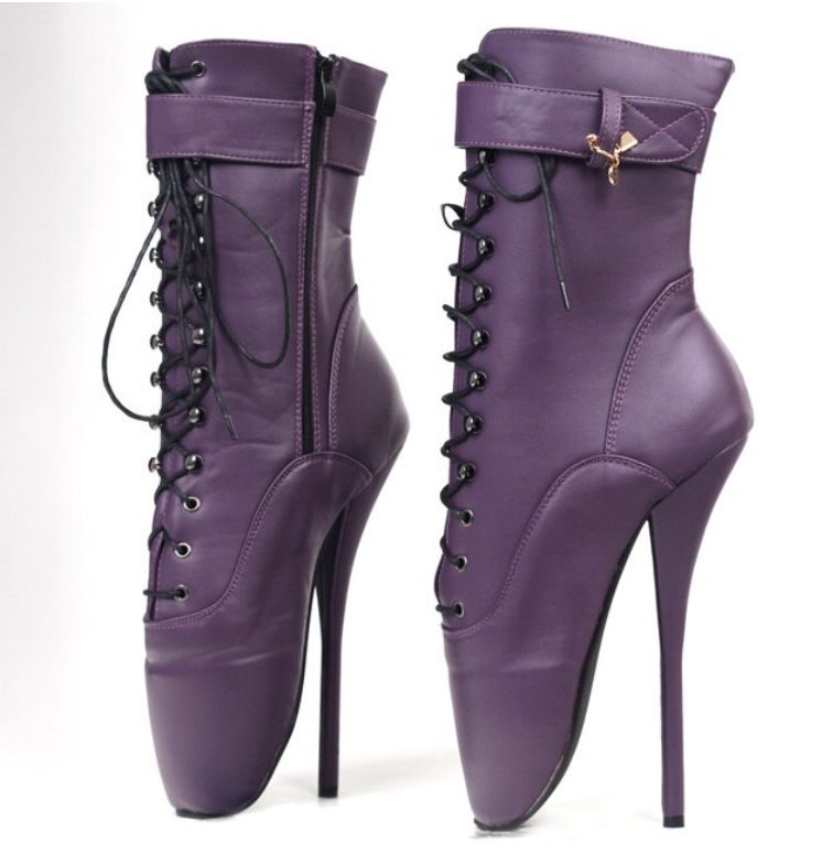 BALLET BOOTS EXTREME 7" HIGH HEEL stiletto patent ankle lockable ...