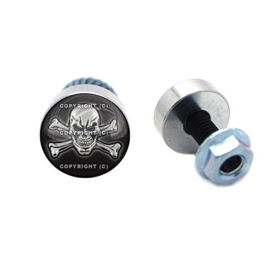 2 Billet "Skull" License Plate Frame Bolts - Motorcycle Custom Tag ...