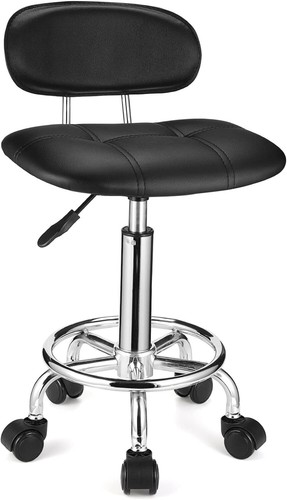 Square Rolling Stools-with Backrest Height Adjustable Swivel Stool with ...