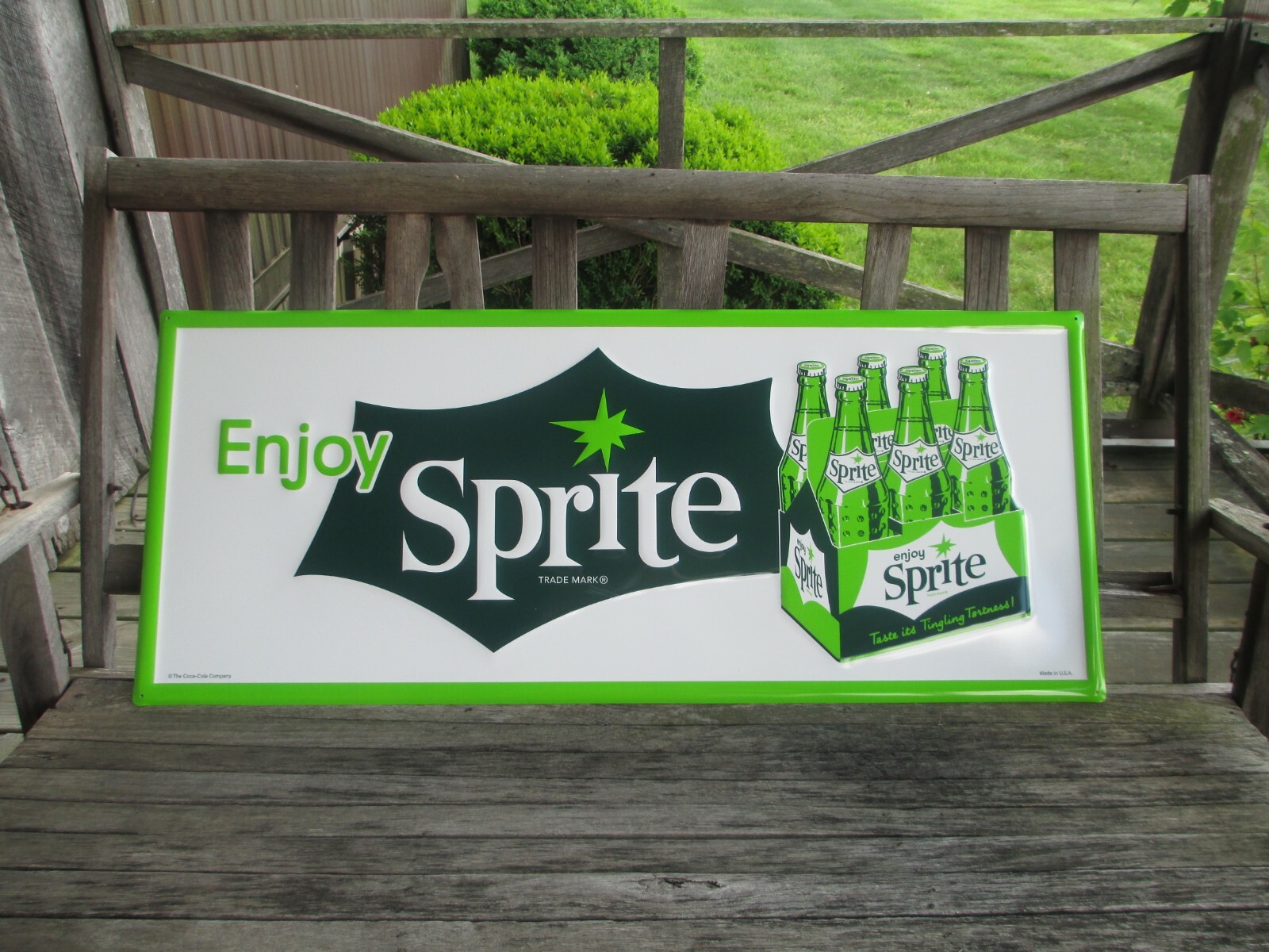Sprite 24 Gauge Steel Sign Green Enjoy Sprite 36" x 15" 6 Pack Carton ...