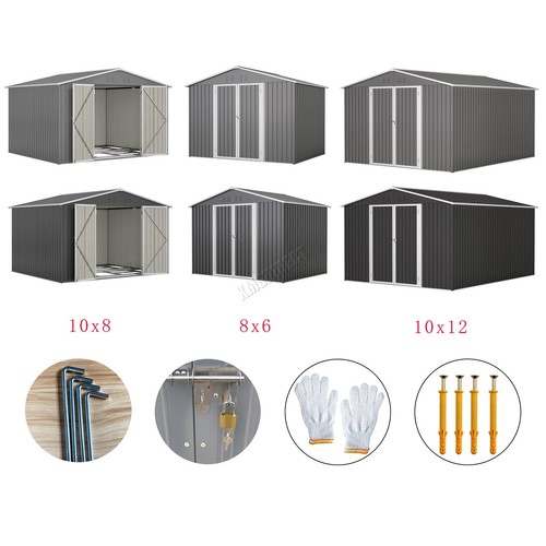 BIRCHTREE Garden Shed Metal Apex Roof Outdoor Storage With Free ...