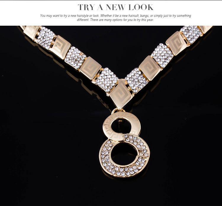 Gold Plated Diamond shape with figure eight Jewelry Set | eBay