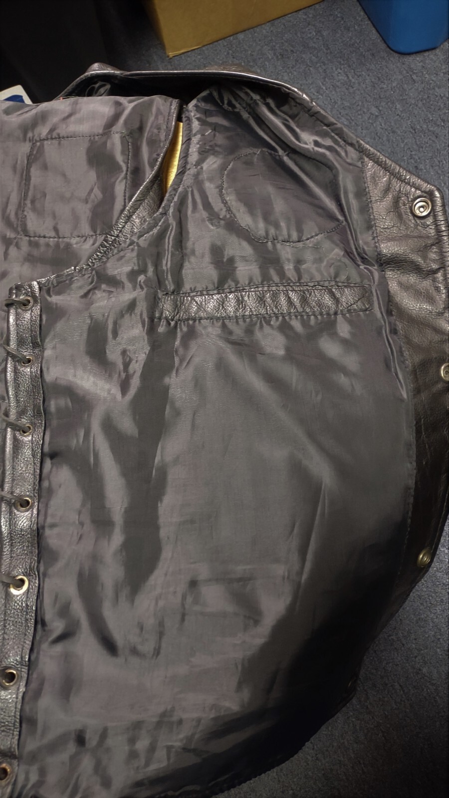 Xelement Black Leather Motorcycle Vest Men's Sz XL Pa… - Gem