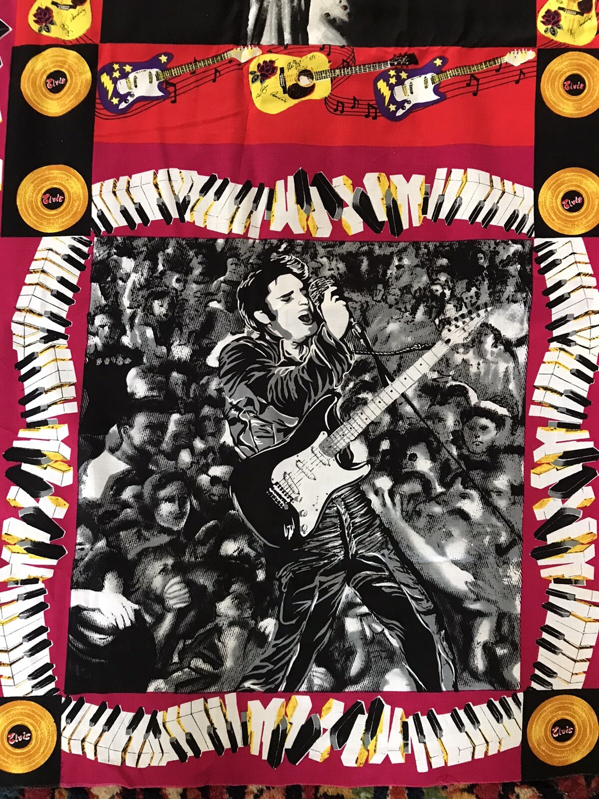 Vintage “Elvis Presley” Cotton Fabric Shamash & Sons - 12 Panel 2.9 ...