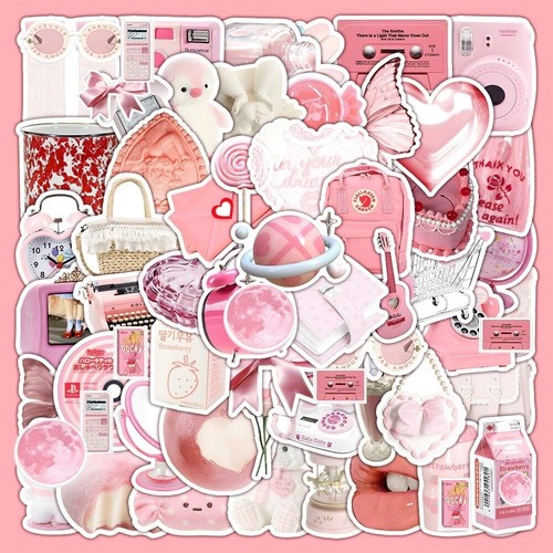 50PCS Cute Pink Cartoon INS Style Graffiti Stickers DIY Laptop Luggage ...