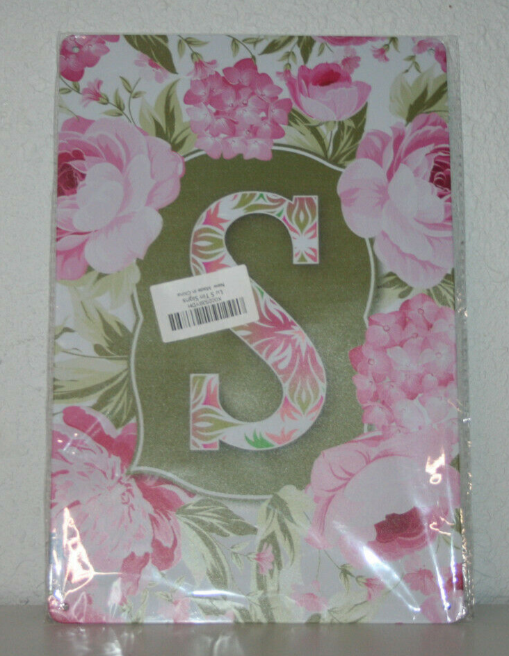Spring Flowers Monogram metal tin sign single letter S initial wall ...