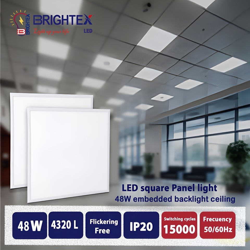 LED PANEL LIGHT 48W 4320 LUMEN 600X600MM SQURE BORDER FLAT 4000K ...