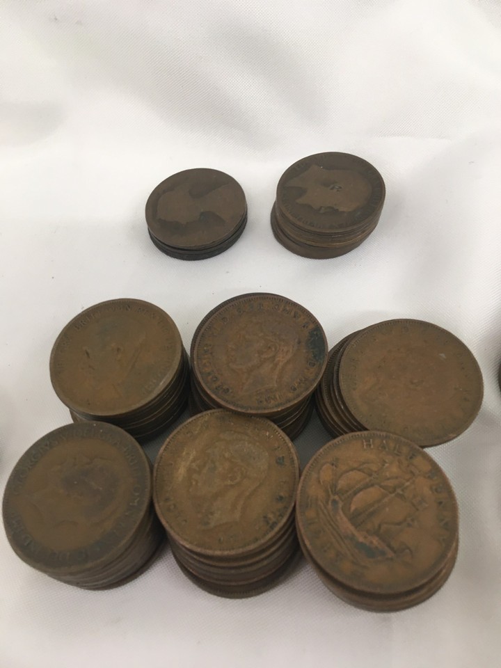 Job Lot 1 Kg British Copper Coins Farthing Halfpenny Thruppence ...