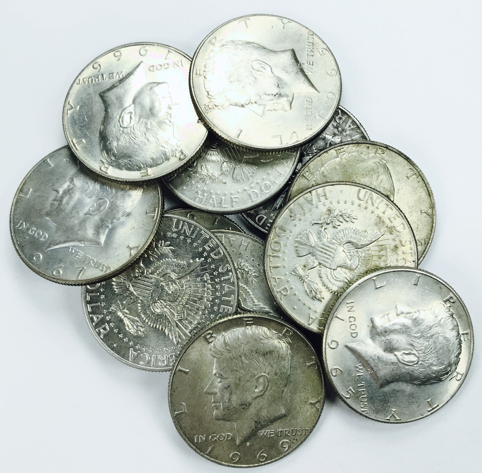 1965-1969 KENNEDY HALF LOT! 12 TOTAL! JAW DROPPING LOT! NICE COINS! NR ...