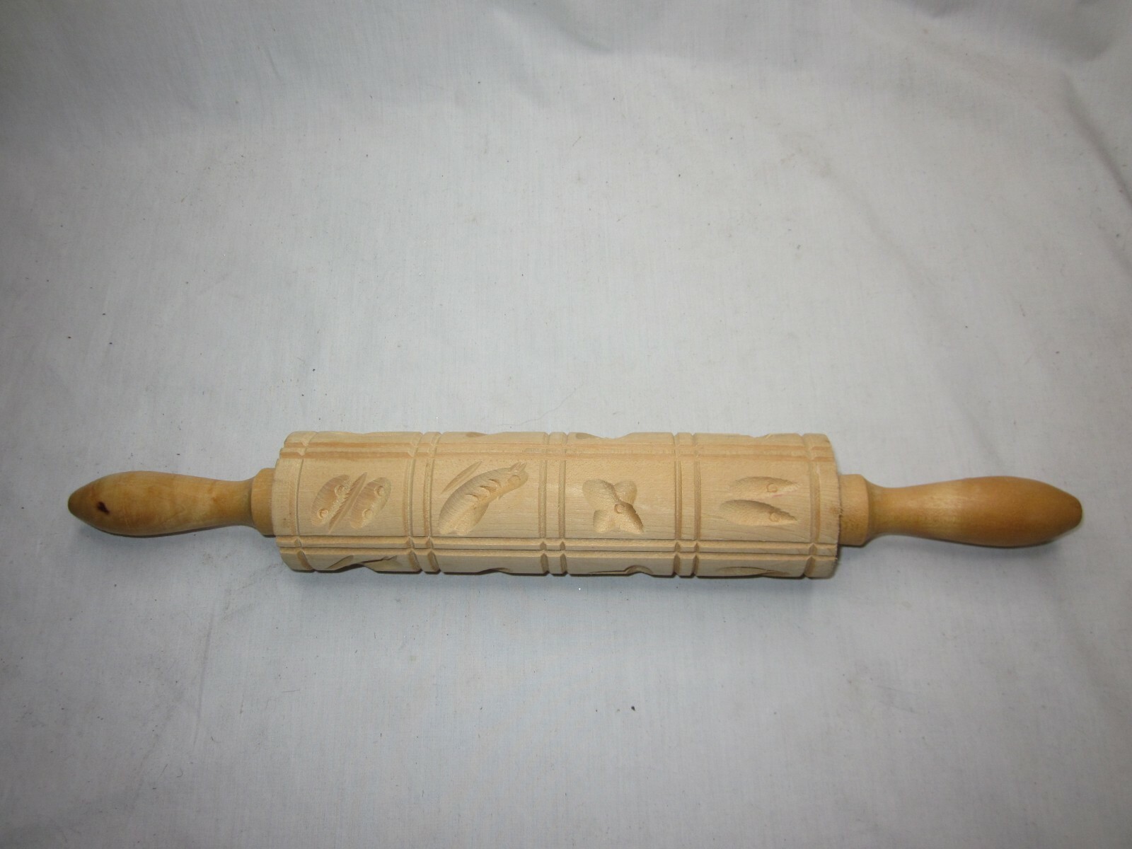 vintage W. Germany carved wood cookie shortbread springerle rolling pin ...