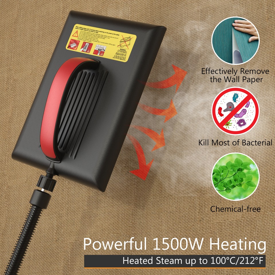 1500W Wallpaper Steamer Chemical-free Wallpaper Removal w/ 1 Gallon ...
