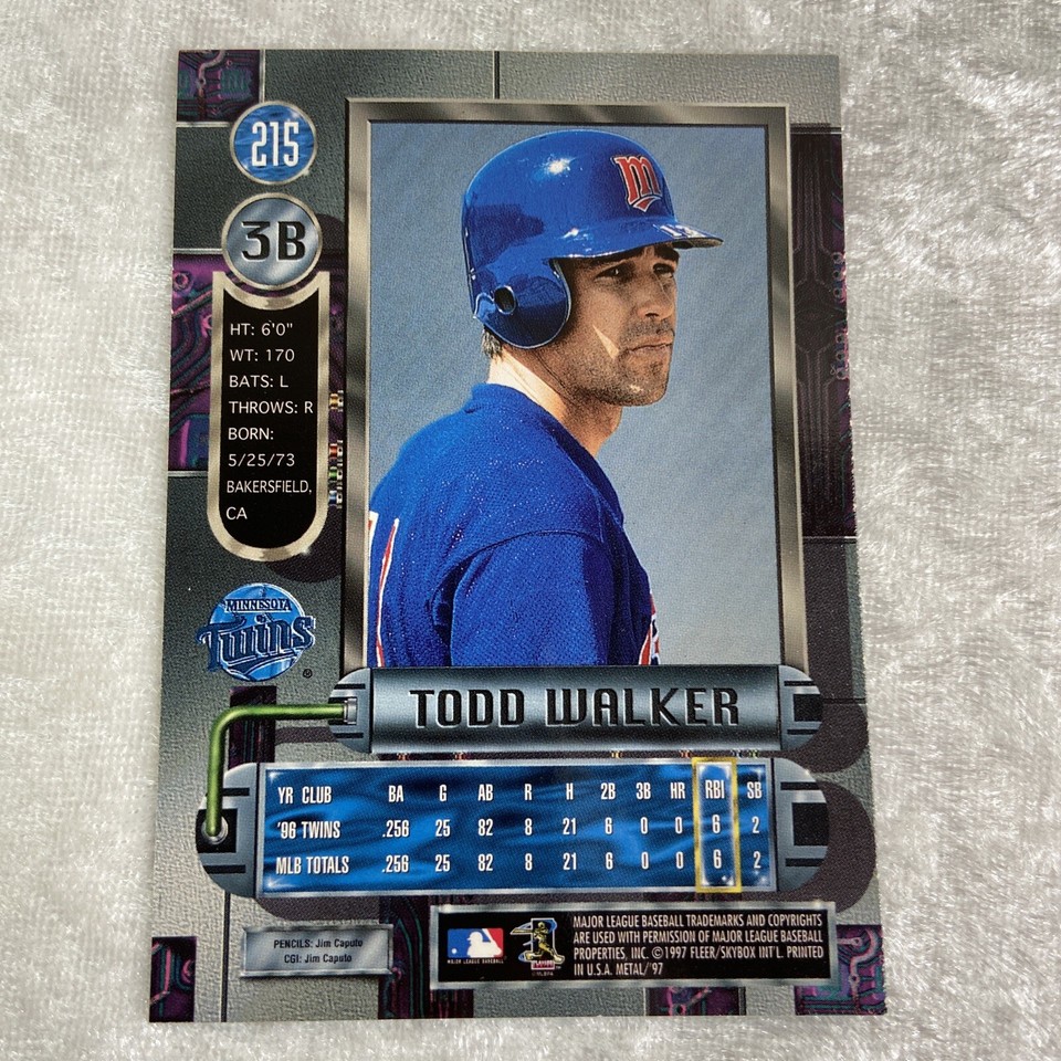 Todd Walker 1997 Metal Universe Fleer MLB Minnesota Twins Baseball Card ...