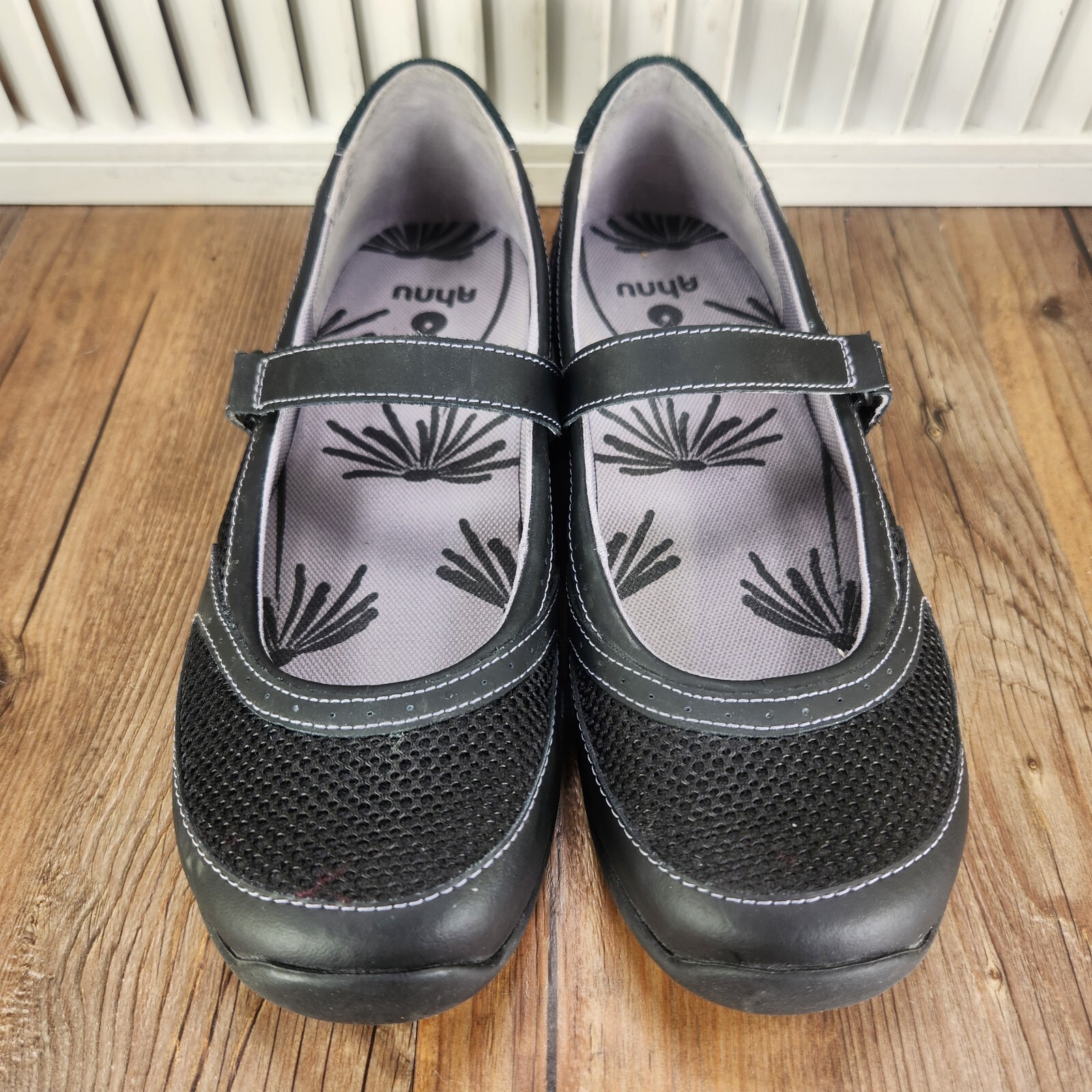 Ahnu Mary Janes Size 8 Black Leather Flats Comfort Shoes Womens Af2587 ...