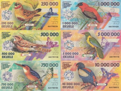 Elobey Grande Set 6 250 500 750K 1 5 10 Million Ekuele 2017 Bird ...