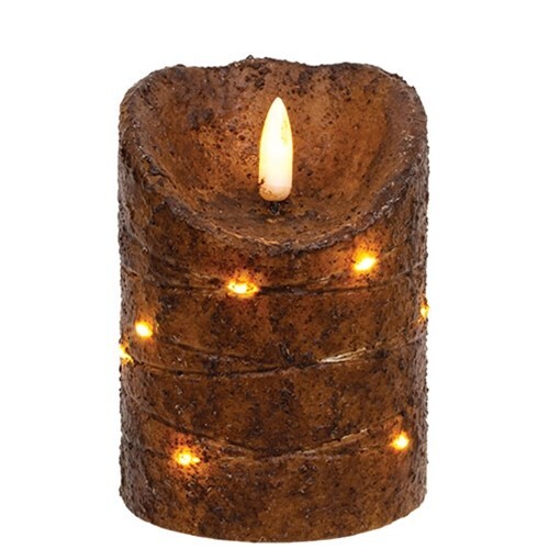 NEW Primitive TIMER PILLAR Burnt MUSTARD Textured WRAPPED Candle 4" x 3 ...