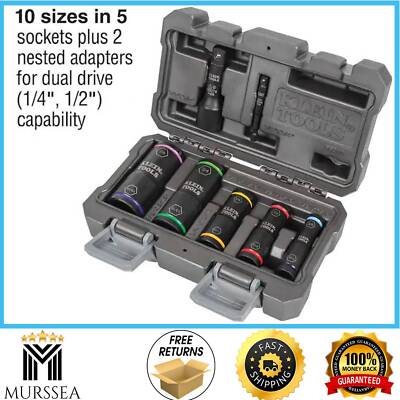 7-Piece Socket Set Flip Impact 6-Point Design Ten Sizes In Five Sockets ...