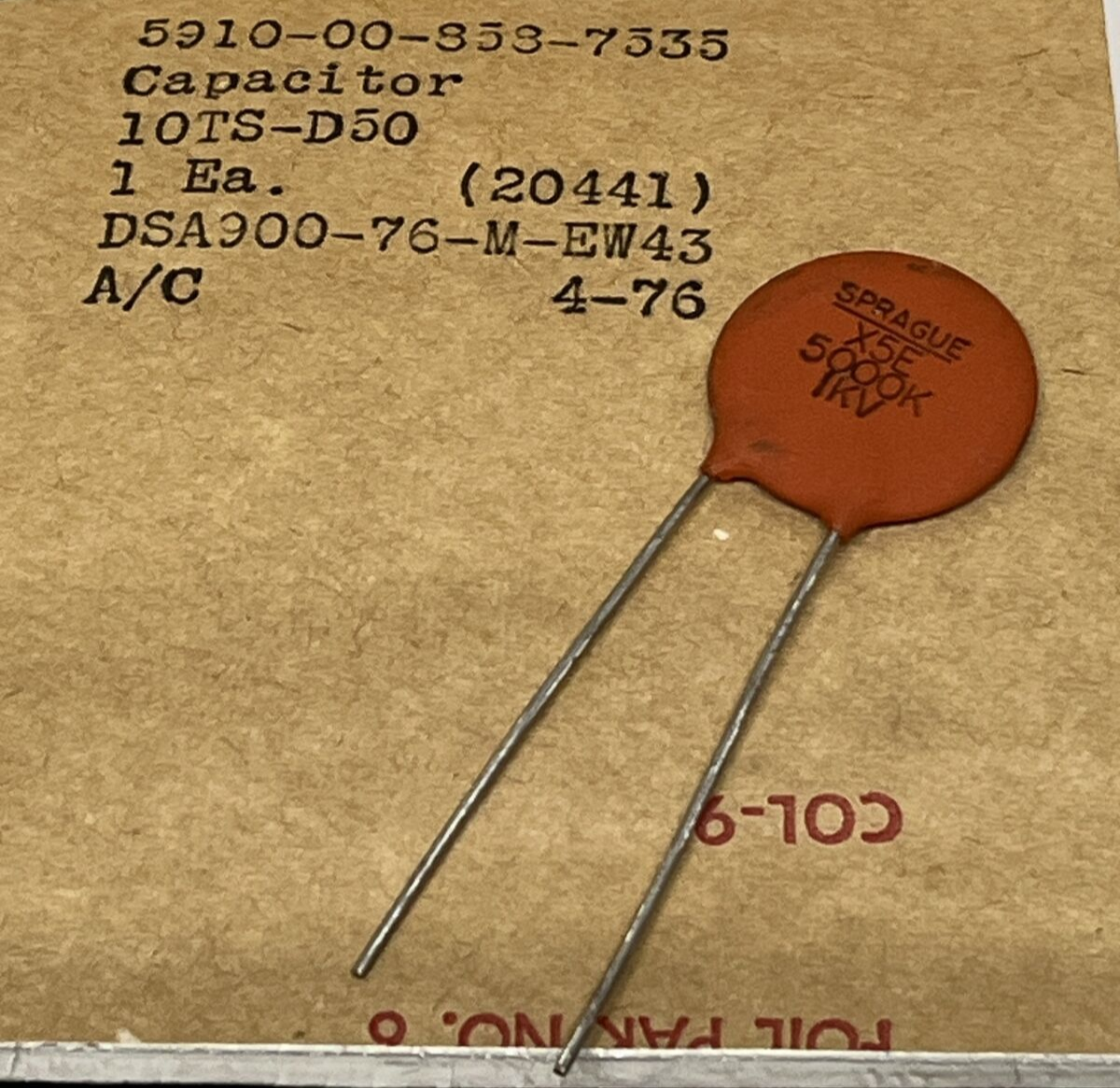 SPRAGUE 10TSD50 CERAMIC DIELECTRIC FIXED CAPACITOR (LOT OF 14) | eBay