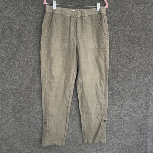 Pure J Jill Garment Dyed Linen Pants Womens Small Beige Roll Up ...