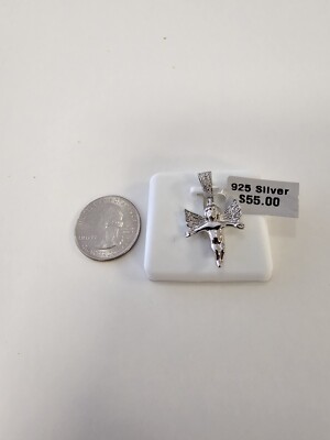 Stirling silver small angel charm with CZ Stones Rodium Plated | eBay