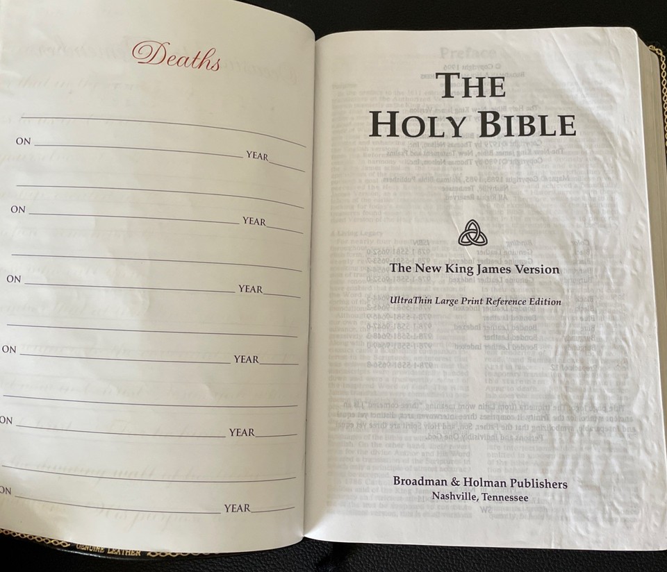 NKJV UltraThin Large Print Holy Bible (Black Genuine Leather) Read ...