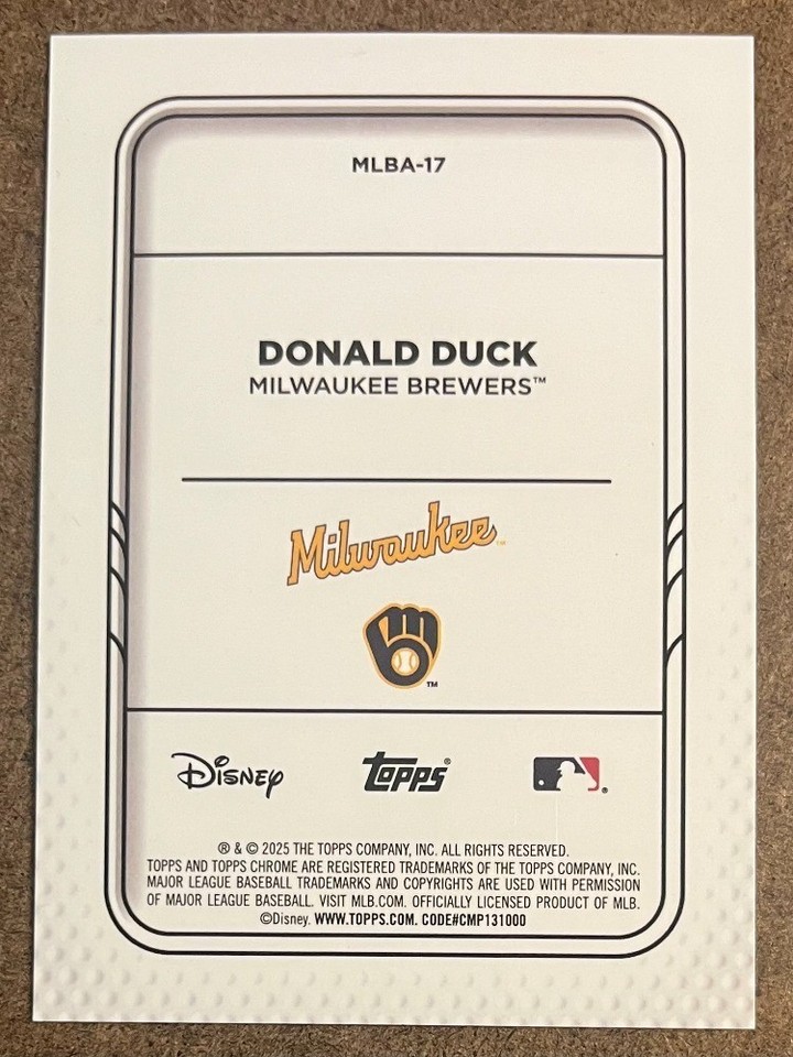 2025 Topps Chrome Update MLBA-17 DONALD DUCK SSP - Brewers | eBay