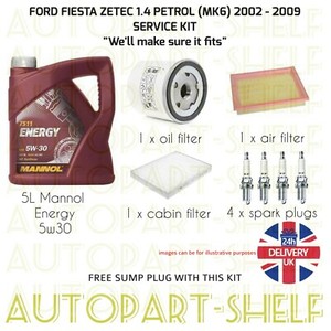 FORD FIESTA 1.4 ZETEC 02-09 FULL SERVICE KIT (MK6) PETROL OIL AIR CABIN ...