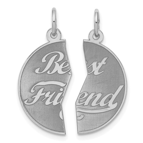 925 Sterling Silver w/ Rhodium 2 Piece Best Friend Disc Charm Pendant 0 ...
