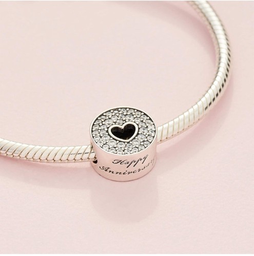 AUTHENTIC PANDORA PAVE AND HEART ANNIVERSARY CHARM #791977CZ | eBay