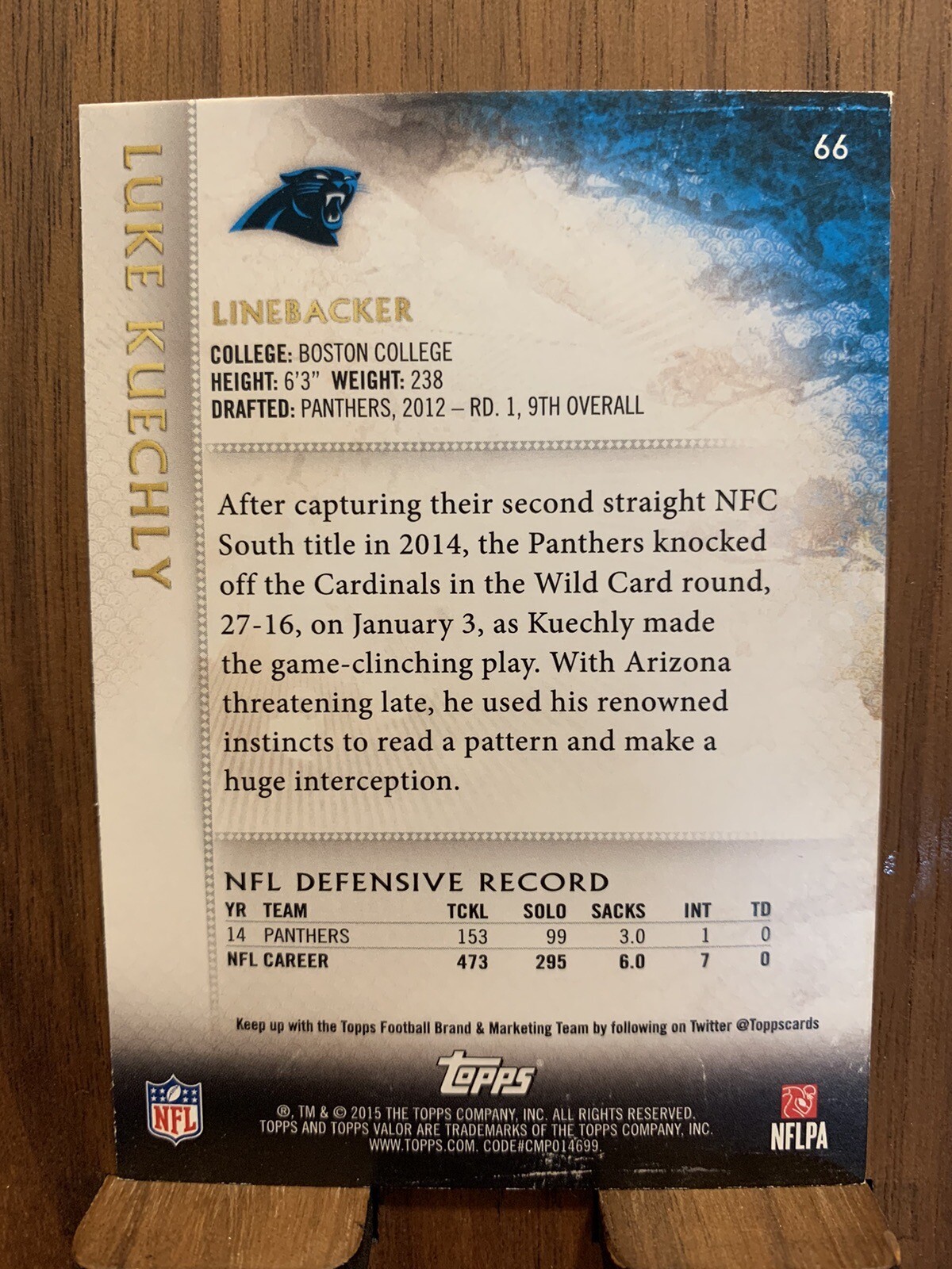 2015 Topps Valor - Luke Kuechly #66 for sale online | eBay