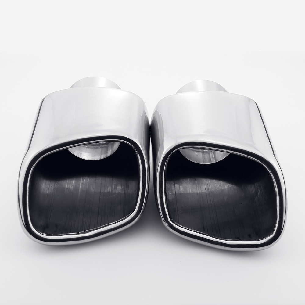 Exhaust Tips 2.25" Inlet Rectangle Rolled Edge Slant One Pair Stainless ...