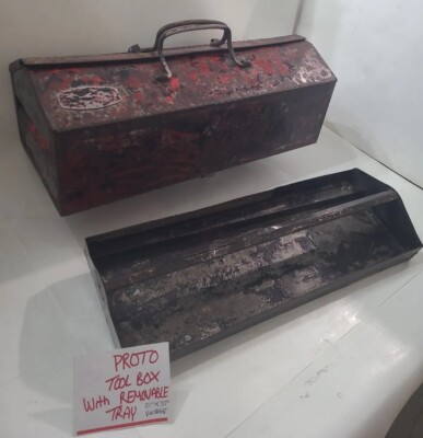 Proto Tool Box Vintage Mechanic Portable All Metal 21"x7.5" Removable ...