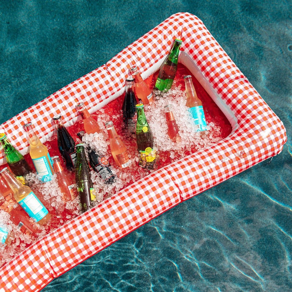 INFLATABLE BUFFET~SALAD~FLOATING POOL BAR~COOLER~ICE~PARTY~FOOD~DRINK ...
