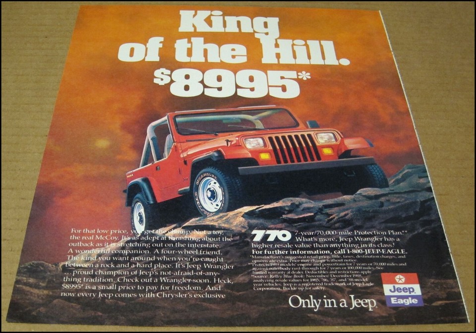 1989 Jeep Wrangler Print Ad Car SUV Automobile 10" x 12" Advertisement ...