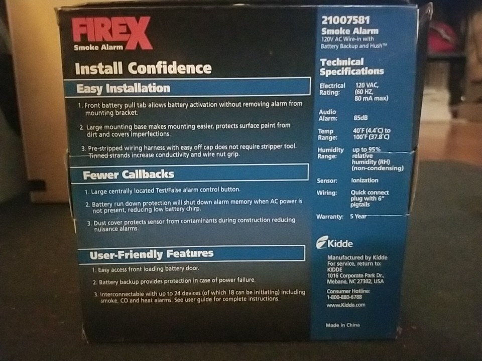 Kidde Firex Smoke Alarm Detector w/Battery Backup 21007581 Model I4618 ...