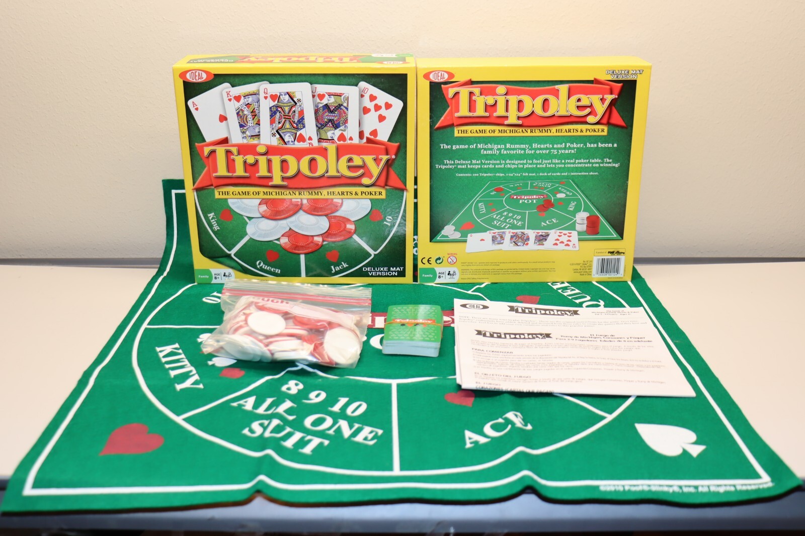 Tripoley 2014 Deluxe Mat Version Rummy Hearts Poker Game by Ideal ...