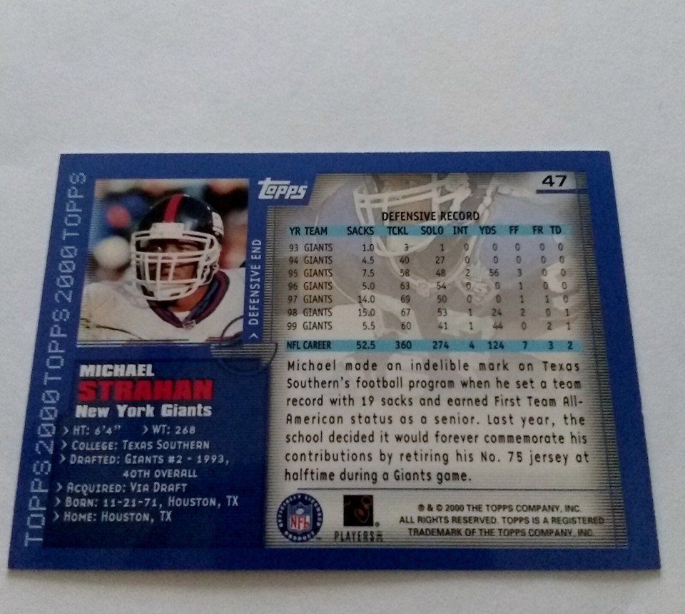 2000 Topps Football Michael Strahan #47 HOF Factory Set Break NM-MT | eBay