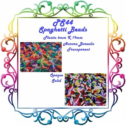 Spaghetti Beads, Plastic 6X19mm, Aurora Borealis Transparent or Opaque ...