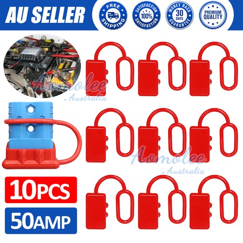 10x Red Dust Cap Anderson Plug Cover Connectors 50AMP Battery Caravn 12 ...