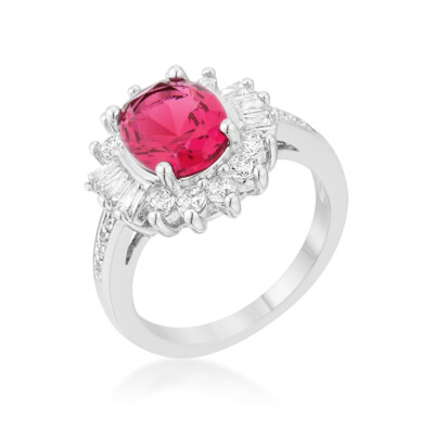Chrisalee 3ct Red CZ Rhodium Classic Ring | eBay
