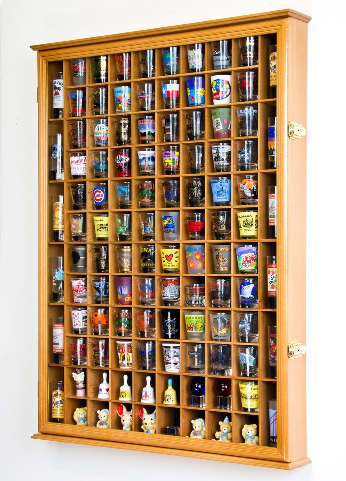 108 Shot Glass Shotglass Shooter Display Case Holder Cabinet Wall Rack ...