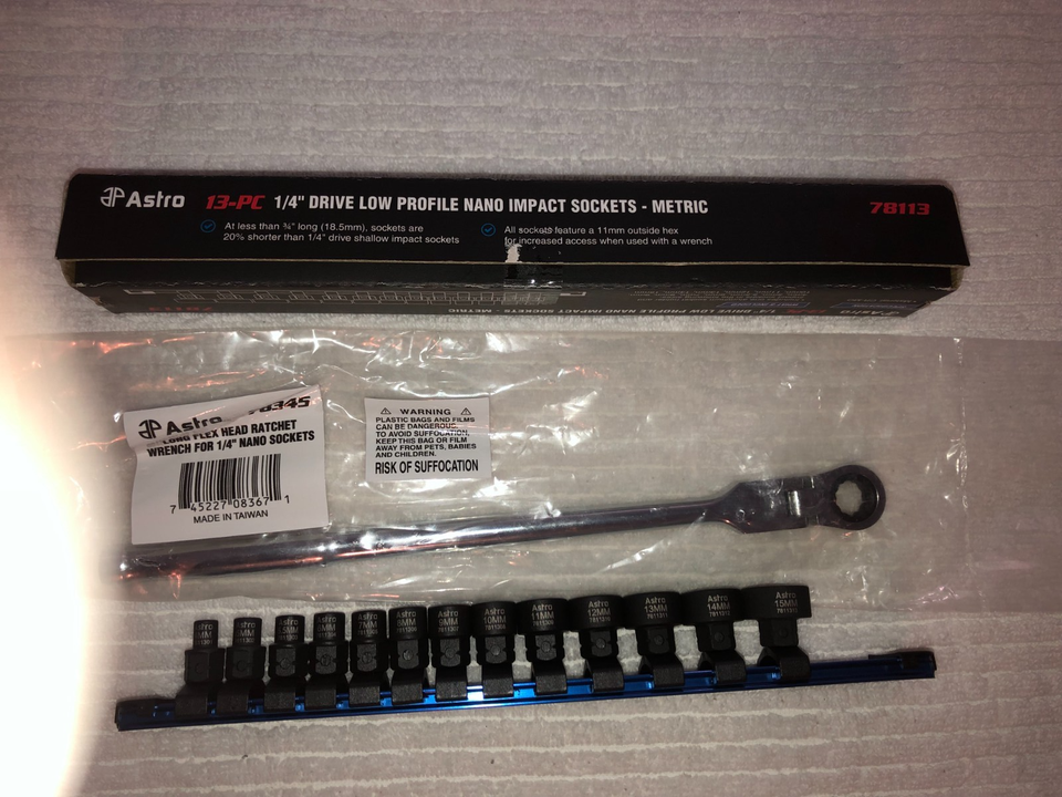 Astro Tools #78113,13 piece 1/4 drive nano impact socket set and ...