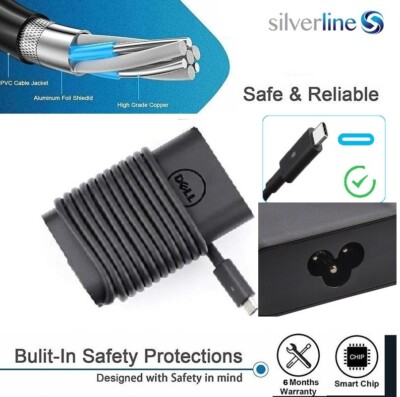 65W USB-C Type C Laptop Adapter Charger for Dell XPS 12 9250 13 9360 ...