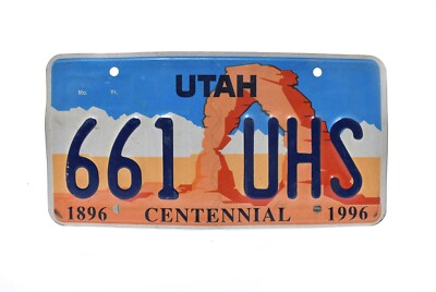 Utah License Plate Arch Centennial 661 UHS (Single Plate) | eBay