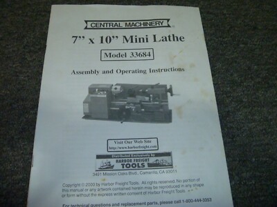 Central Machinery 33684 7" x 10" Mini Lathe Assembly & Owner Operator ...