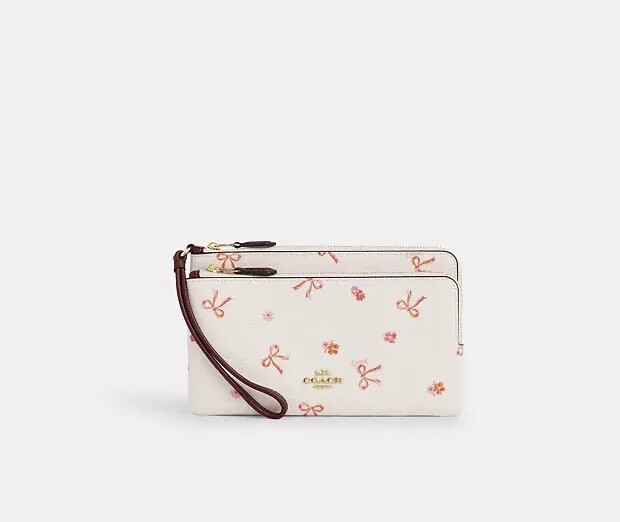 Coach Bow Print Double Zip Canvas Wallet Wristlet Clutch NEW RARE FIND ...