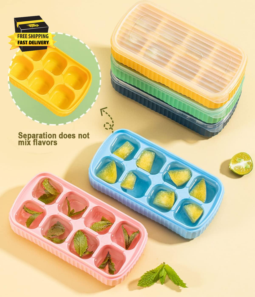 Mini Ice Cube Trays with Lids for Mini Fridge Freezer, Set of 3, Small ...