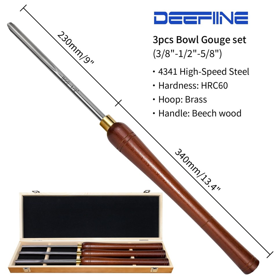 HSS Bowl Gouge Lathe Chisel Set, Wood Lathe Bowl Turning Tools with ...