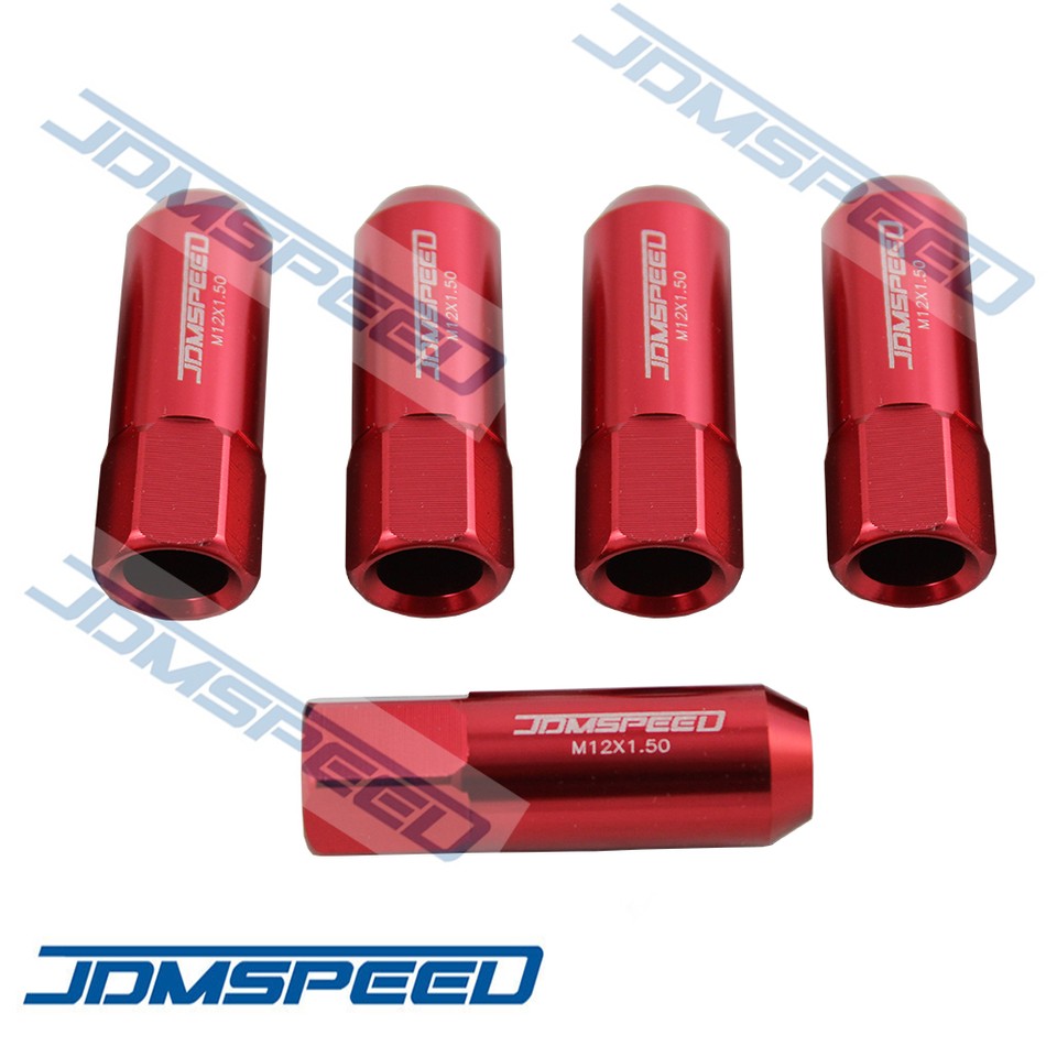 20PC RED JDMSPEED M12X1.5 60MM EXTENDED FORGED ALUMINUM TUNER RACING ...